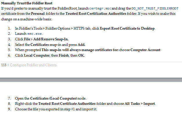 Fiddler Error Connecting to HTTPS Applications !SecureClientPipeDirect failed - Stack Overflow